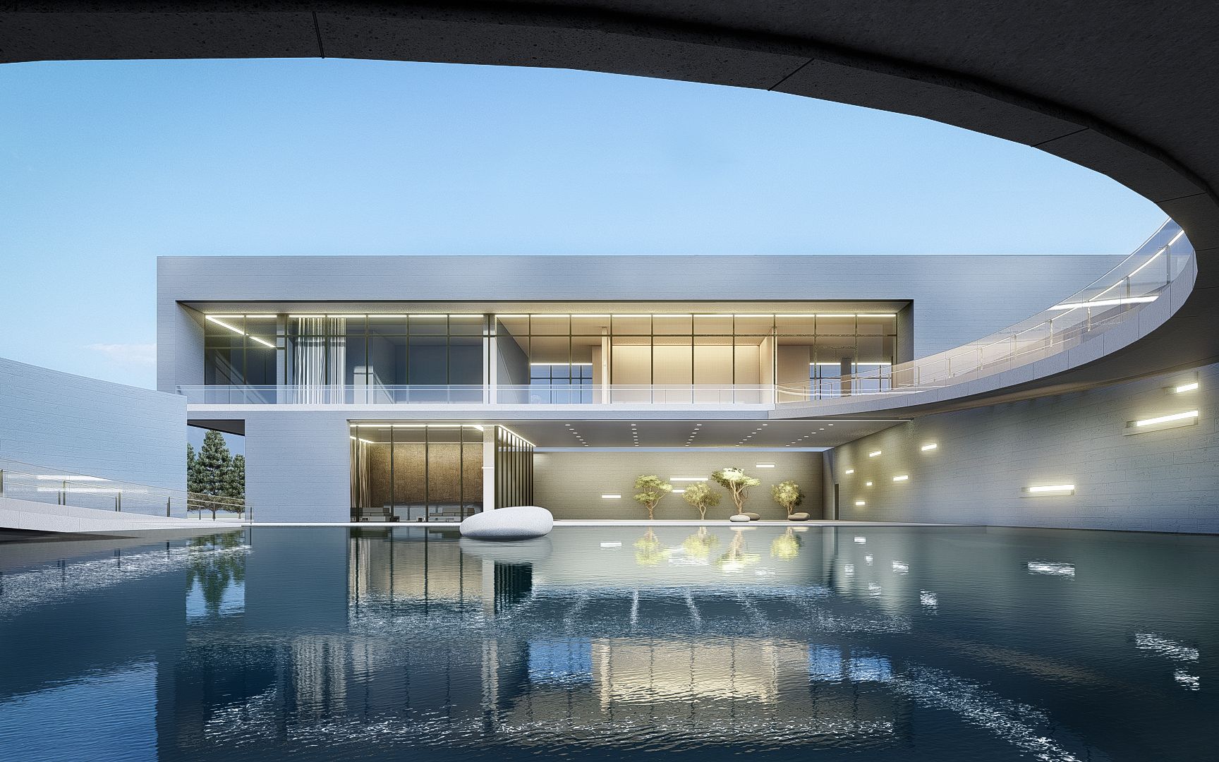 很多大神都渲染了,我也试试水,lumion10渲染,纯水岸艺术展廊案例