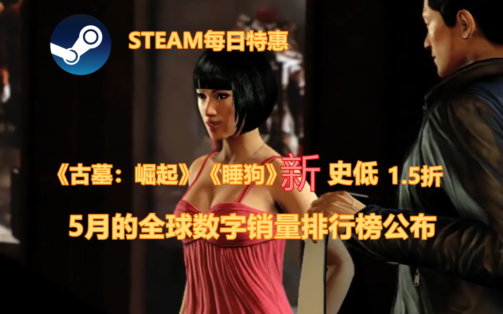 【STEAM每日特惠】5月的全球数字销量排行榜公布 《崛起》《睡狗...