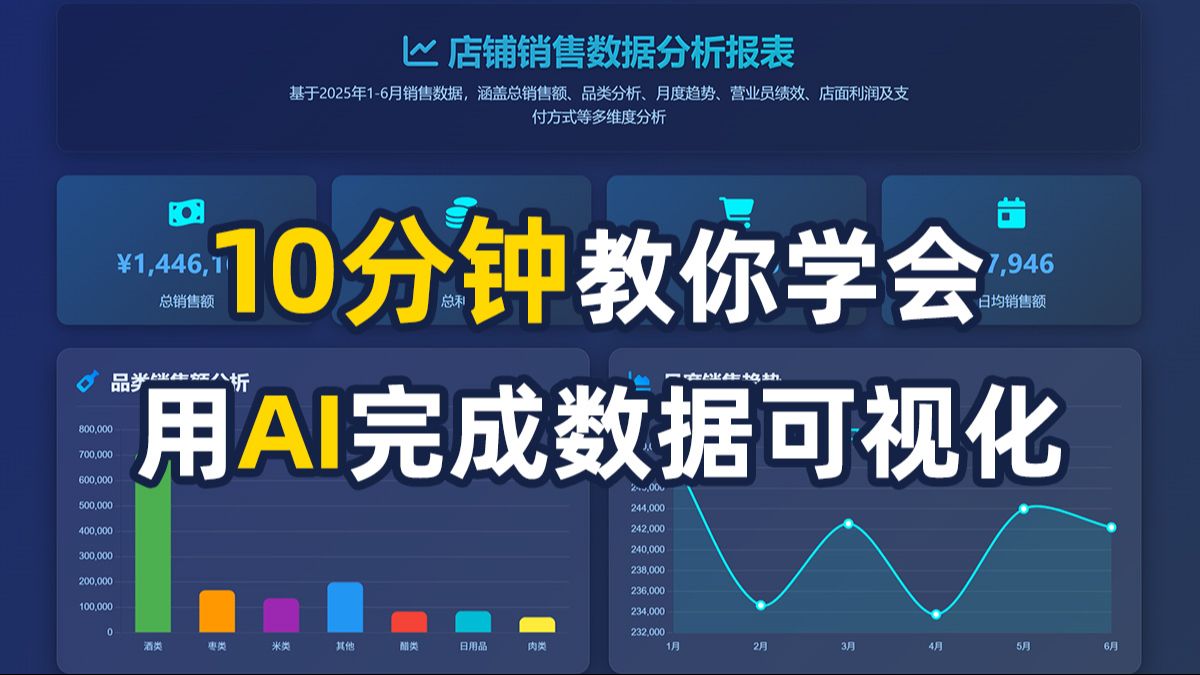 AI数据分析+数据可视化,10分钟完成1周的工作量,好学易上手,财会/电商...