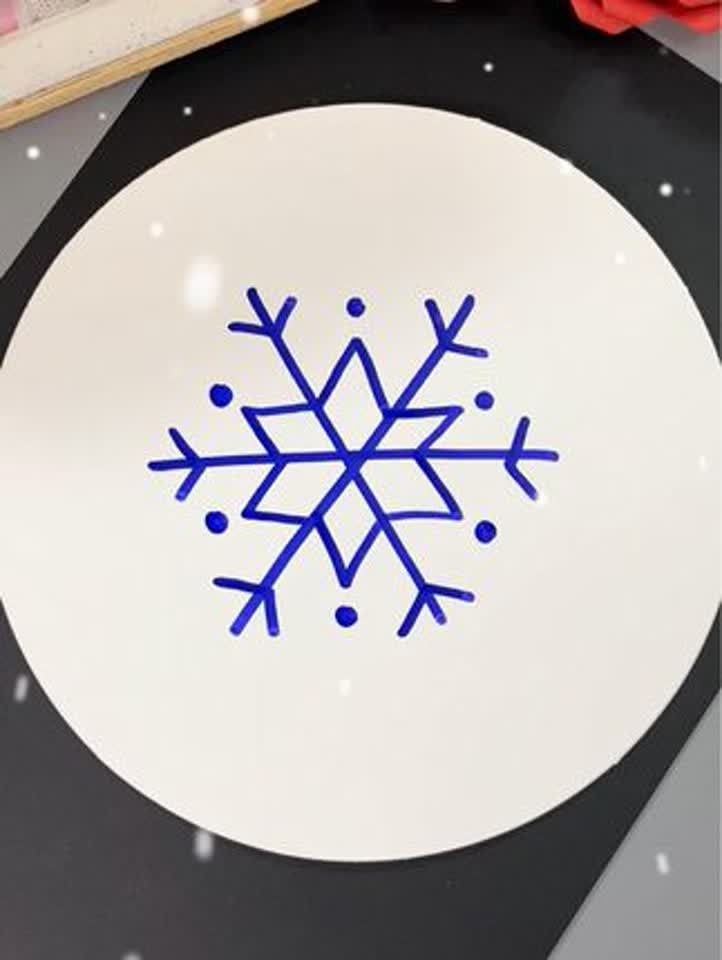 冬天的雪花儿童画,简单易学和孩子一起试试吧儿童简笔画