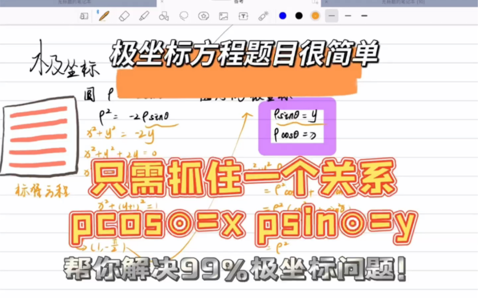 小白入门极坐标方程,其实很简单,抓住一个关系行天下!#极坐标与参数...