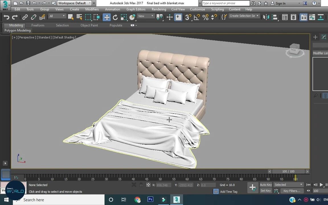 3ds Max 使用布料模拟进行床建模和床罩建模!