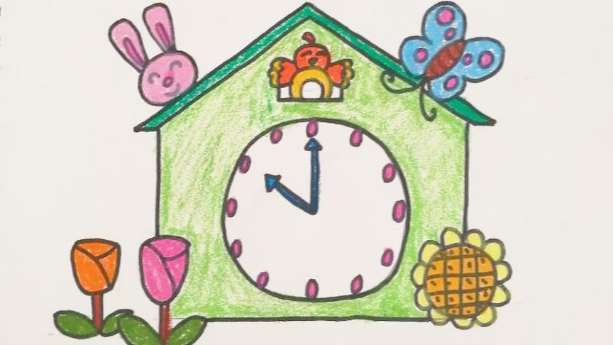 育儿宝宝儿童简笔画:卡通时钟,小朋友幼儿园画