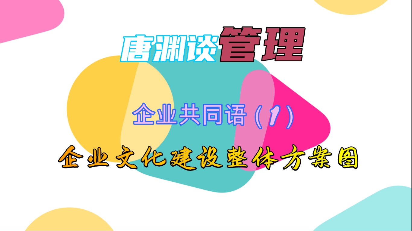 企业文化建设整体方案图!唐渊谈管理《企业共同语》之1