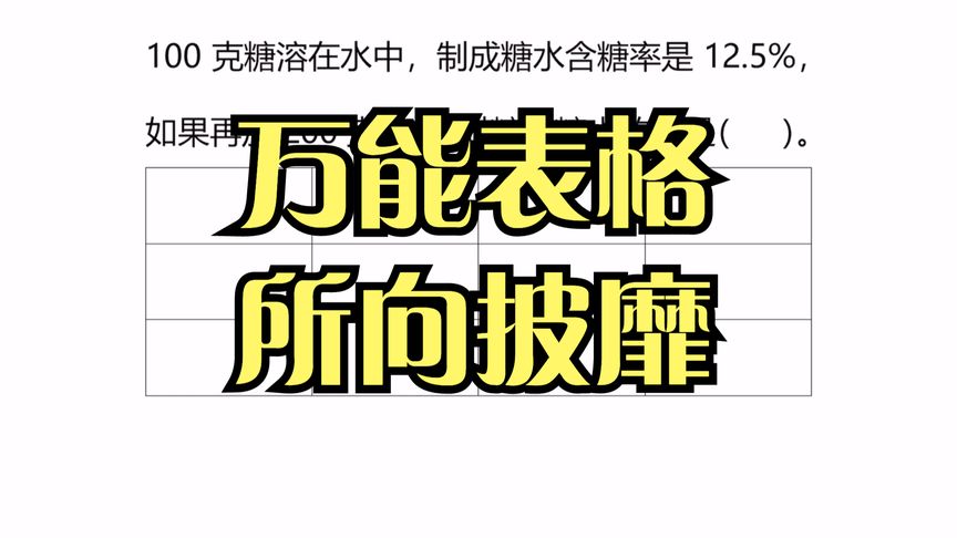 超简单万能表格,孩子再也不怕溶液比例问题了