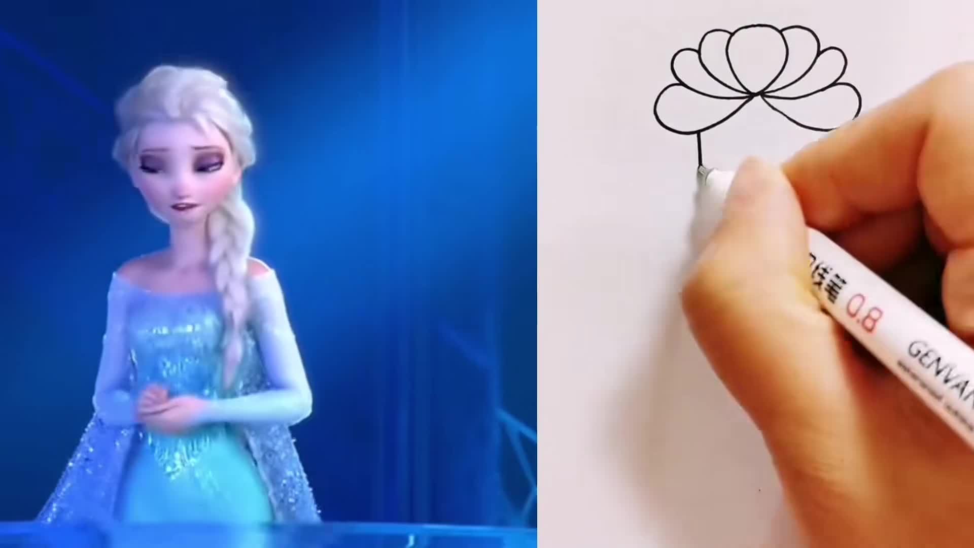 看动画学画画#爱莎公主 #儿童简笔画 #简笔画教程 #儿童画