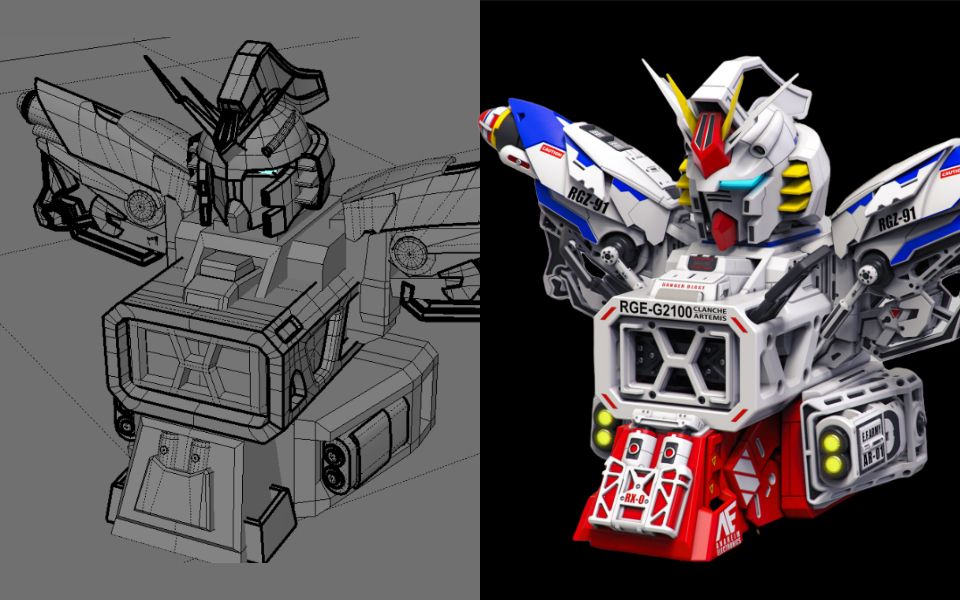 【3D建模】三小时捏个高达,从box开始教你手把手用Maya实现高达自由