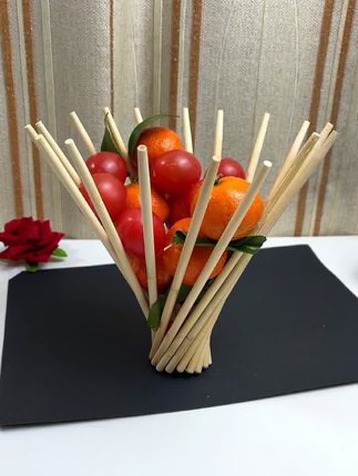家里用剩的一次性筷子还能拿来做这个水果篮哦,简单又实用#亲子手工 ...