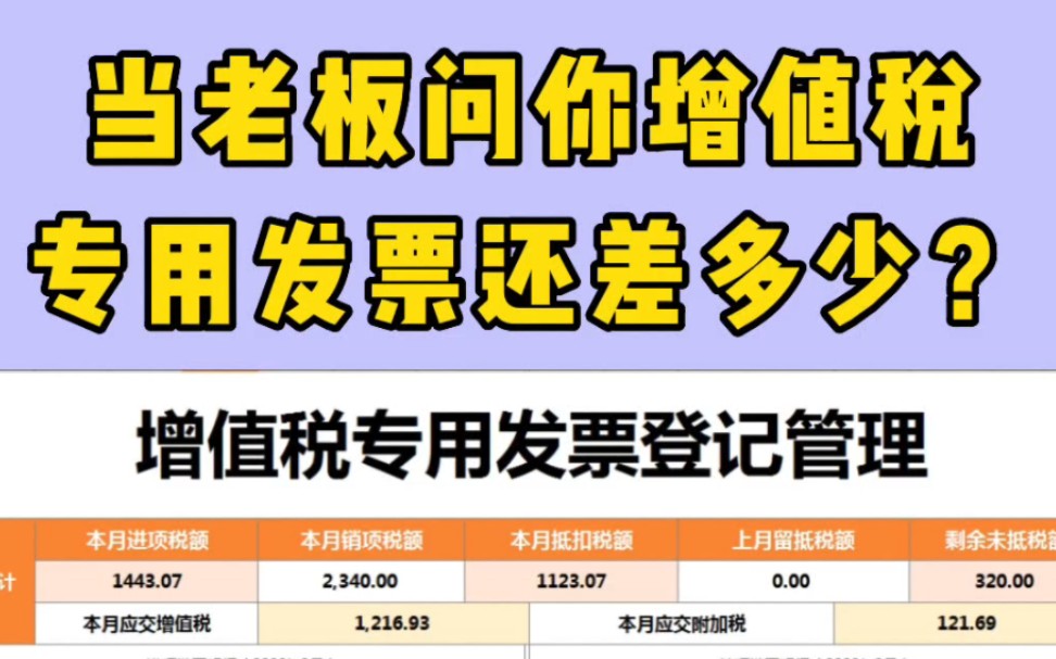 当老板问你增值税专用发票还差多少,别再说不会了,只需要这一张表,就...