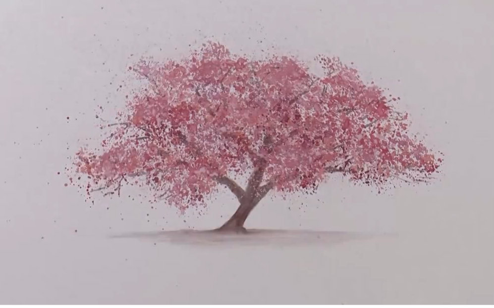 【中文字幕】如何画水彩樱花树-Leonardo Pereznieto