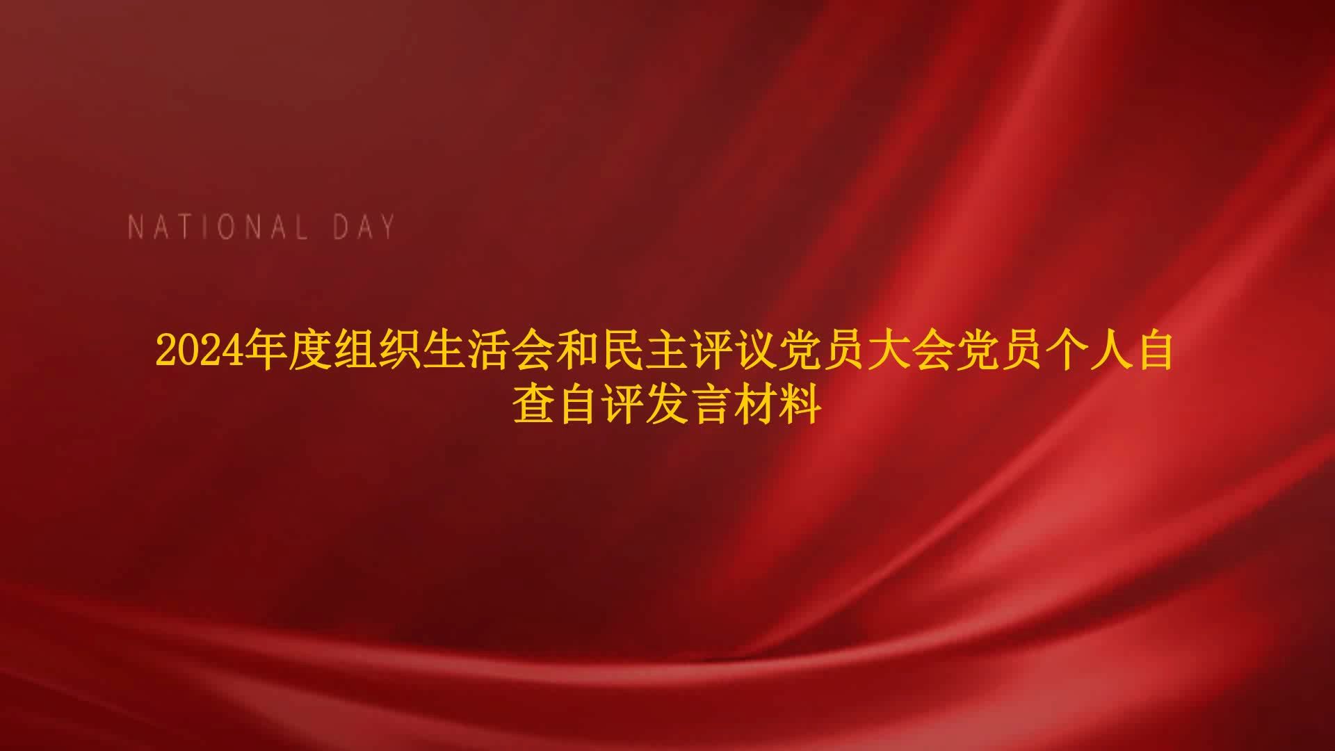 2024年度组织生活会和民主评议党员大会党员个人自查自评发言材料