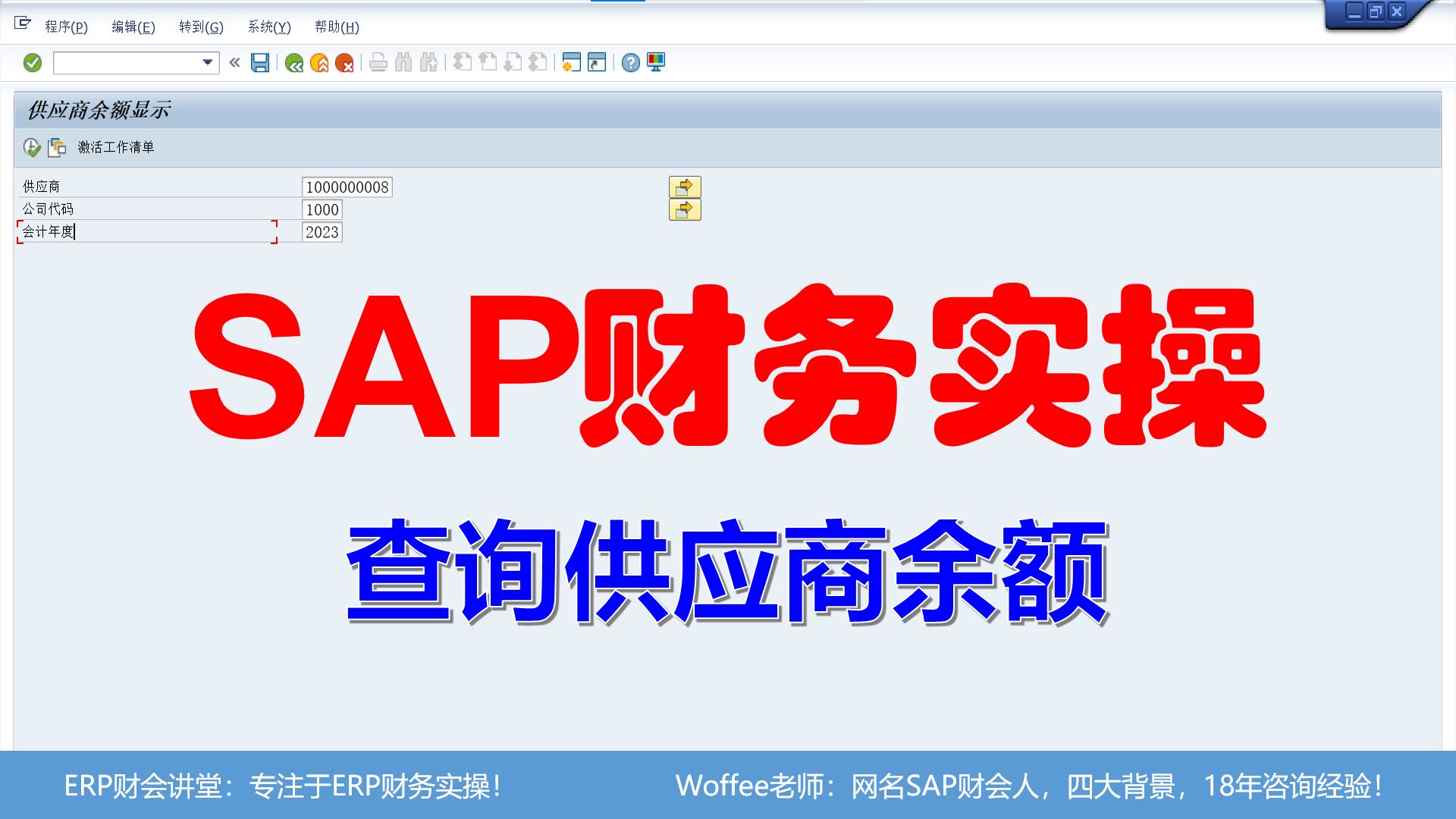 SAP财务实操《查询供应商余额》@SAP快速入门