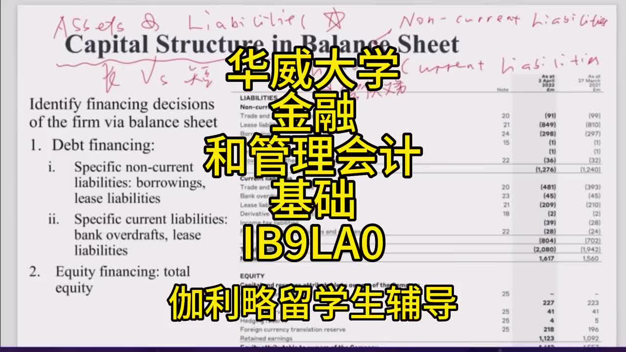 伽利略留学生辅导:华威大学金融和管理会计基础IB9LA0