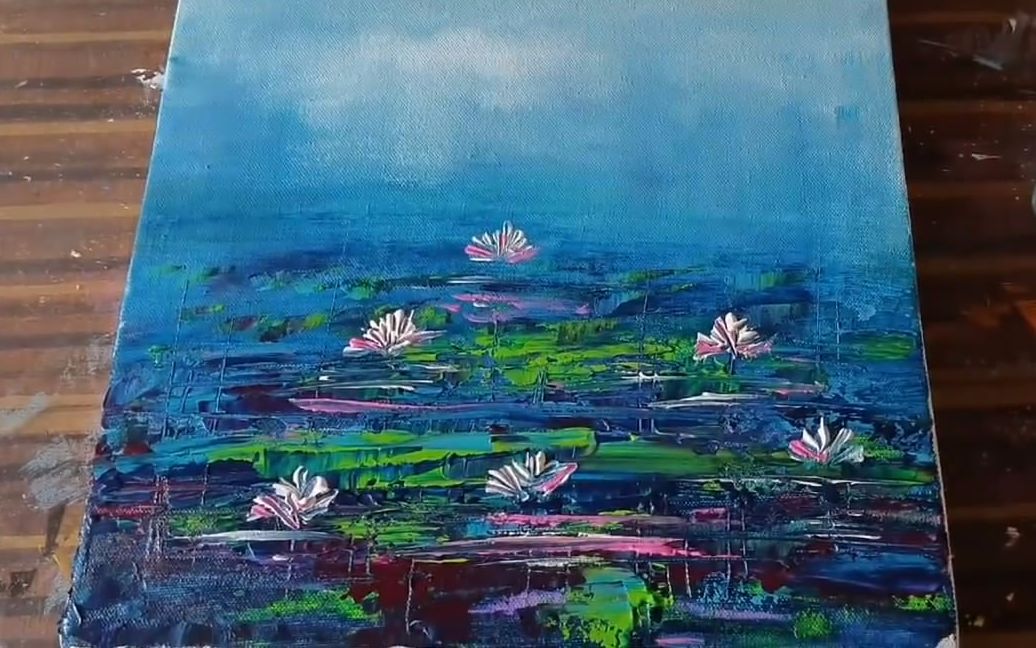 池塘睡莲的快速画法,步骤学习,简单易学!