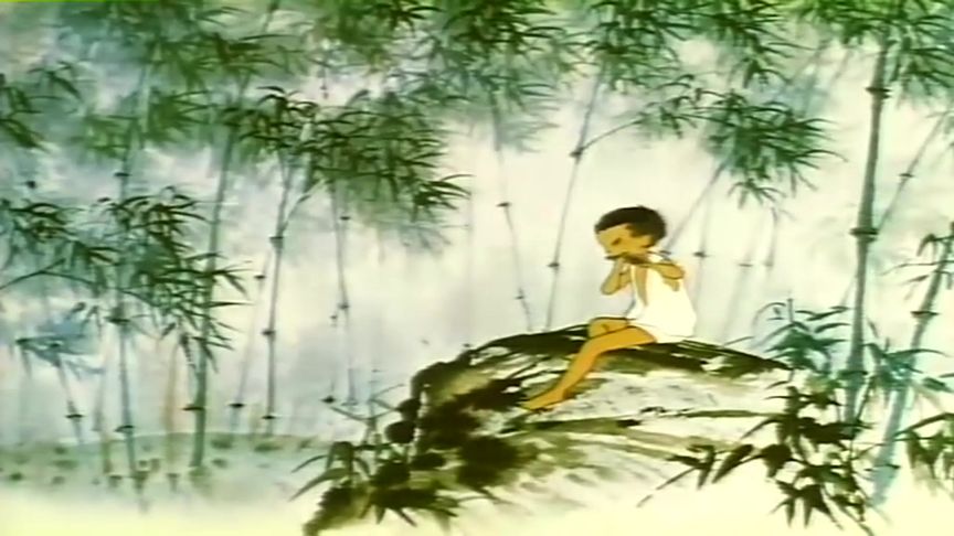 1963.牧笛.水墨动画片,大师的画工,如果谁有原稿,就富有了。