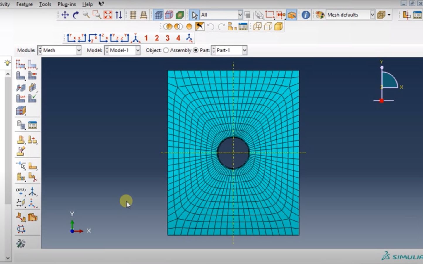 Abaqus教程小技巧1 – 带孔三维平板(圆/球形构件)Mesh(网格)优化方法