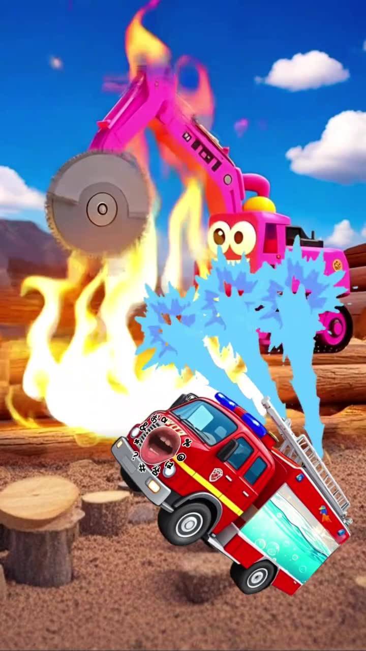 动漫:消防车乐于助人,工程车动画片大全