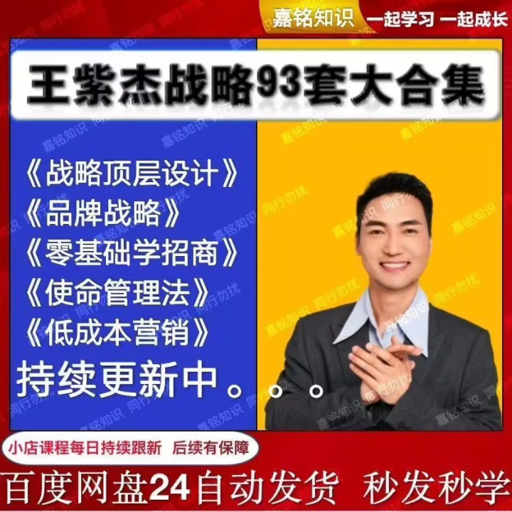 王紫杰课程项目策划集案例学战略企业低成本营销使命管理学习全套