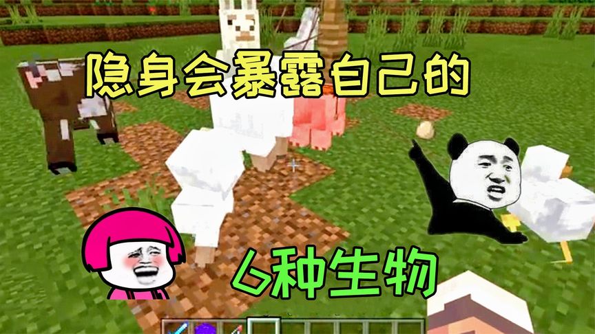 我的世界:隐身后会暴露自己的mc生物,猪算一个,你还知道哪些?