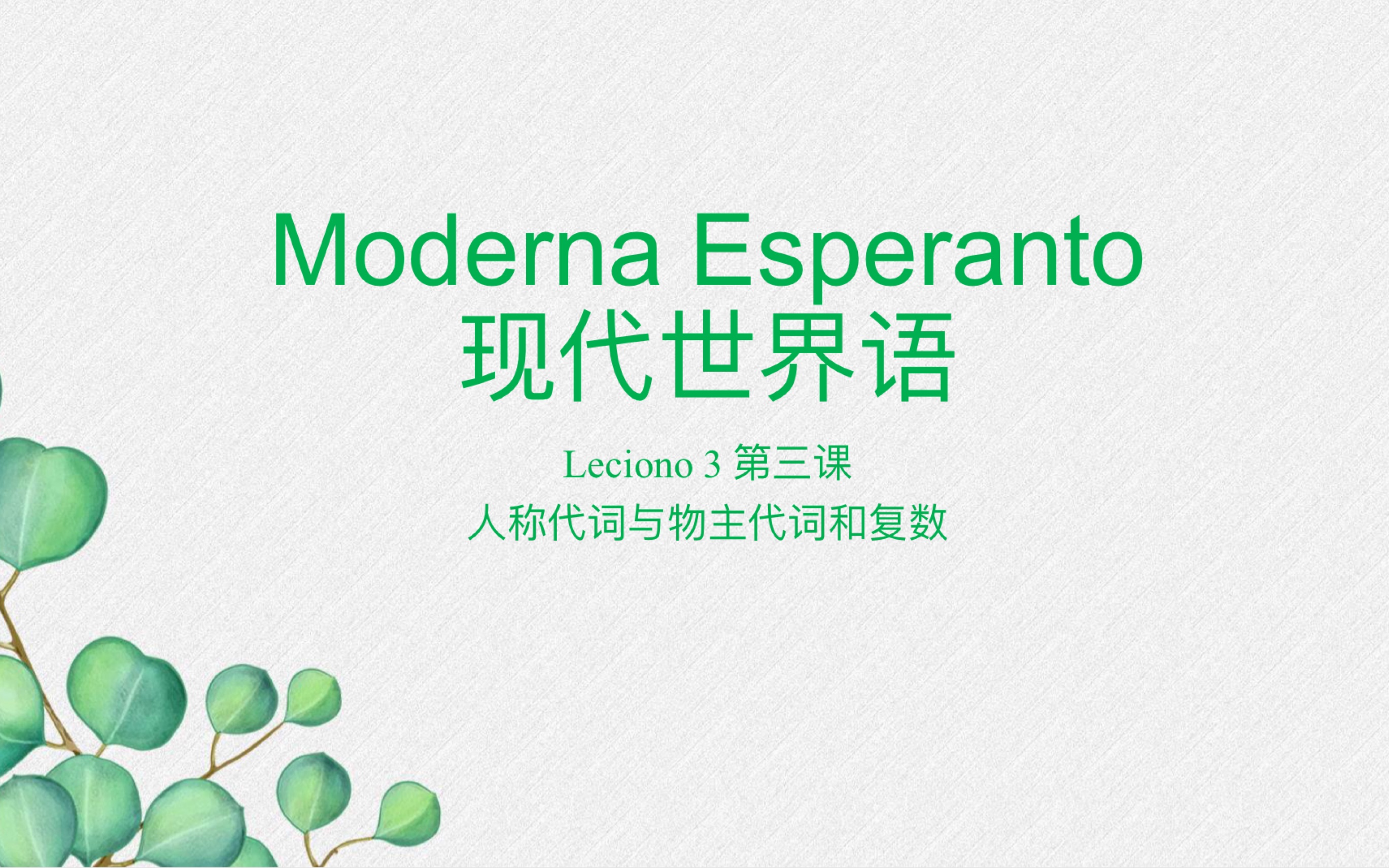 【世界语】第三课 人称代词与物主代词和复数 (中文授课)