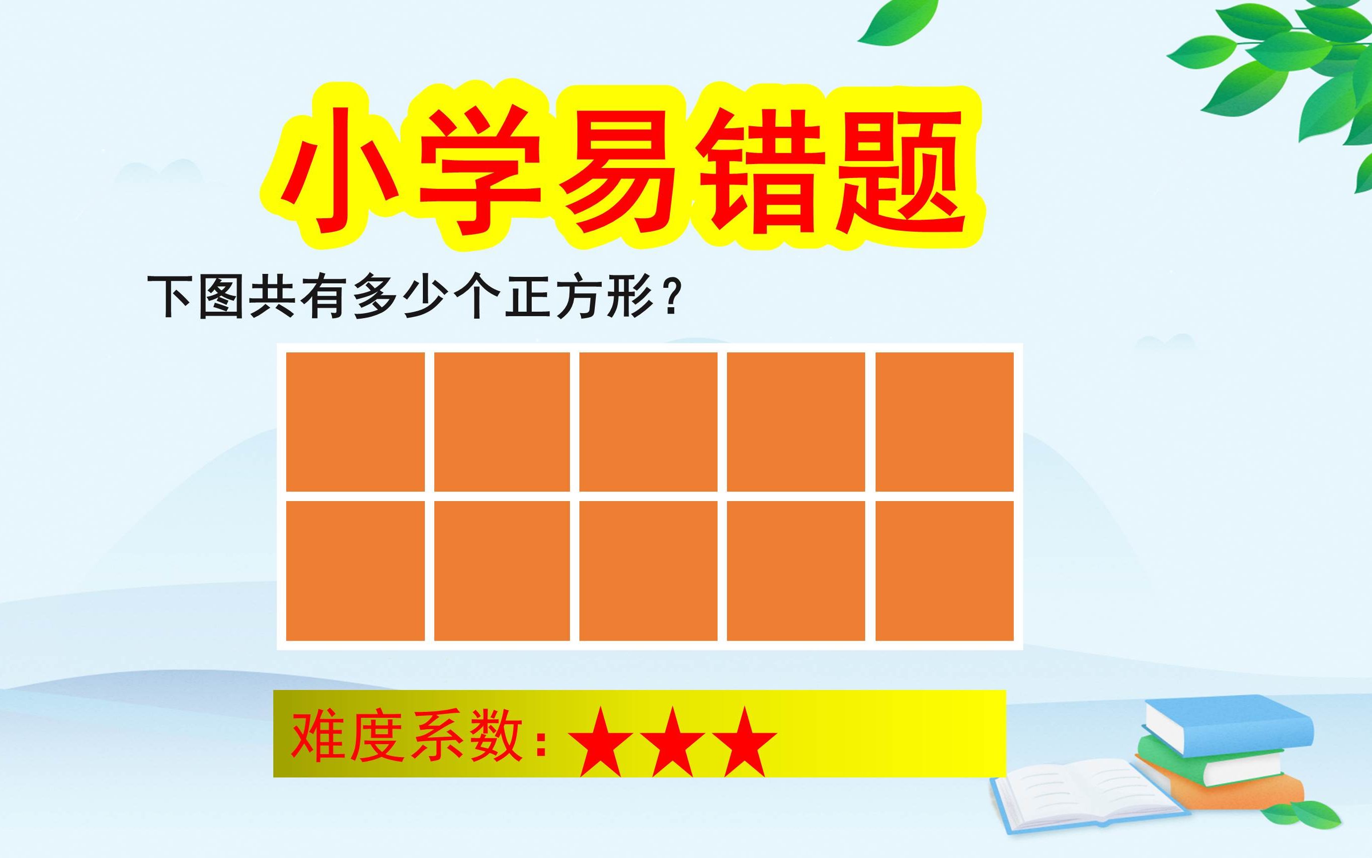 一个长方形被分成了10个小格,数一数,共有多少个正方形