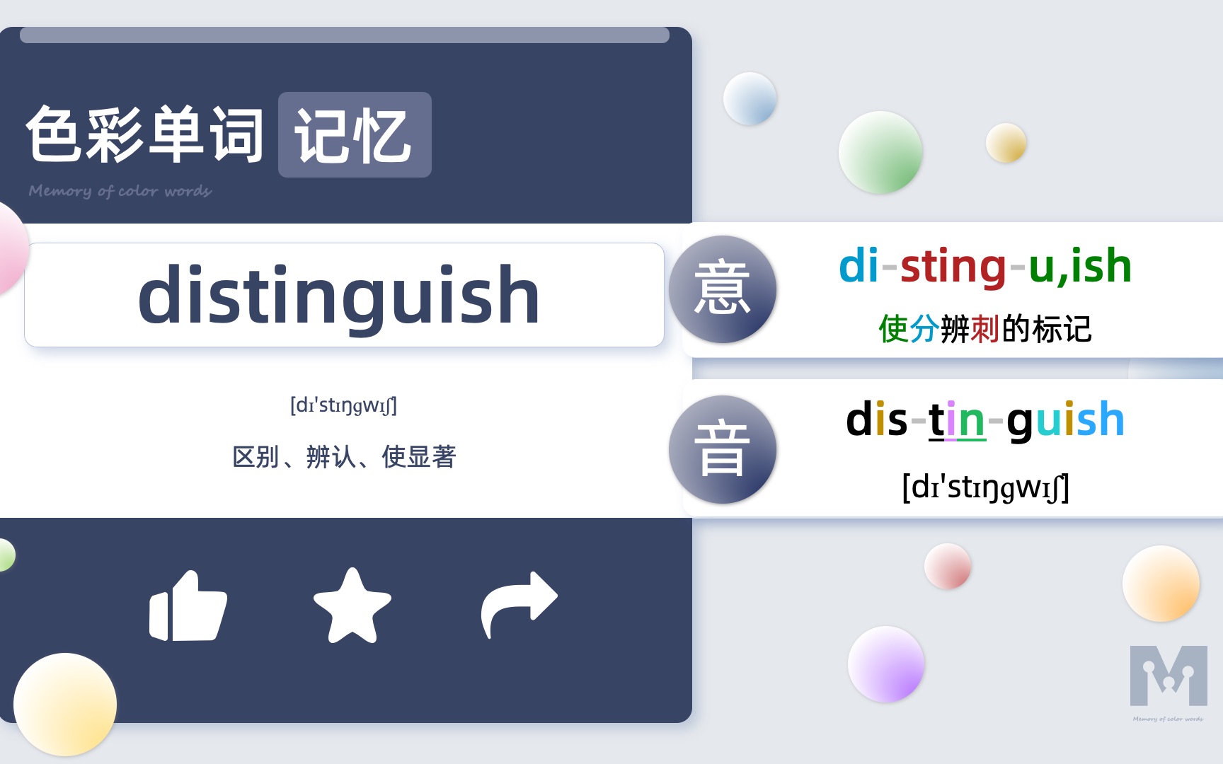 色彩单词记忆-distinguish-自然拼读词根词缀-高中四级六级单词