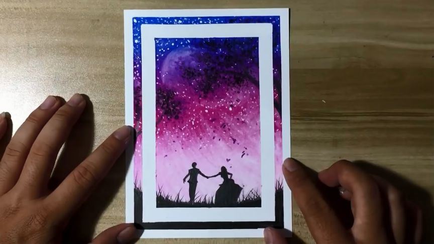 创意生活 夜色星空蜡笔画画