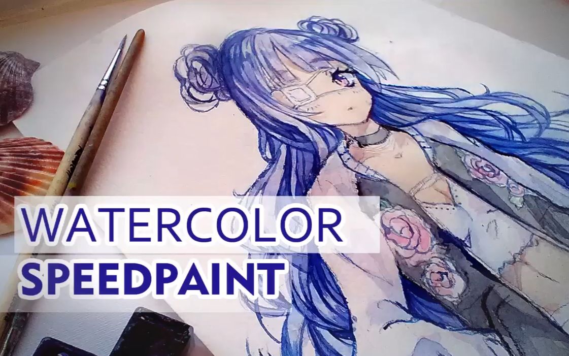 【水彩】水彩动漫女孩绘画示范