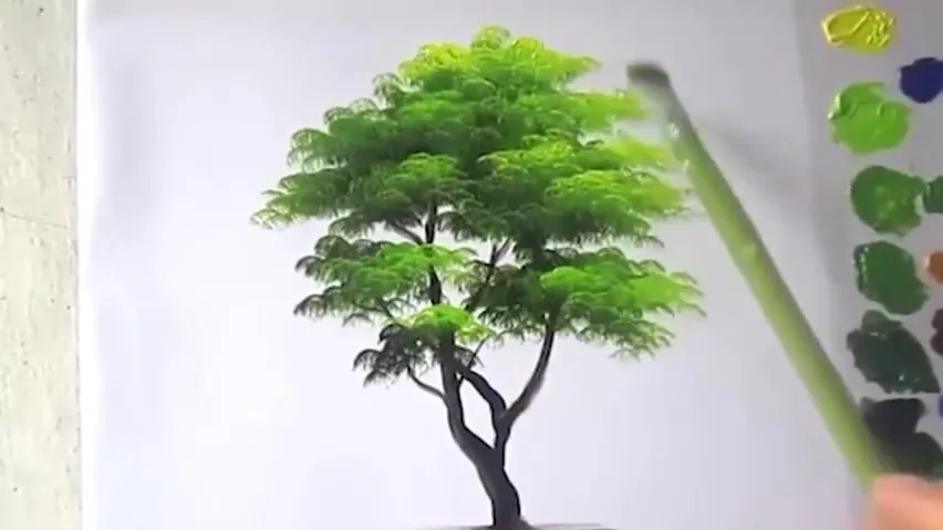 画笔:油画示范“树的画法”(绘画教学)