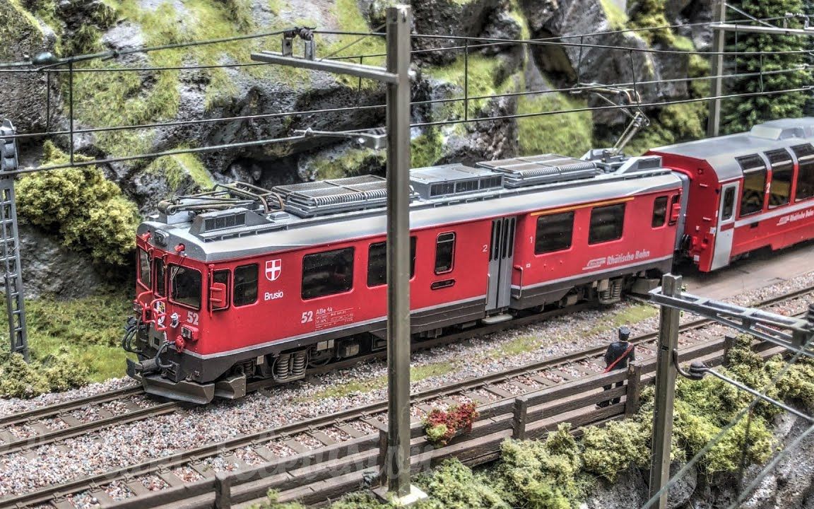 【模型轨道】瑞士超精细HO比例火车模型沙盘【非第一视角】
