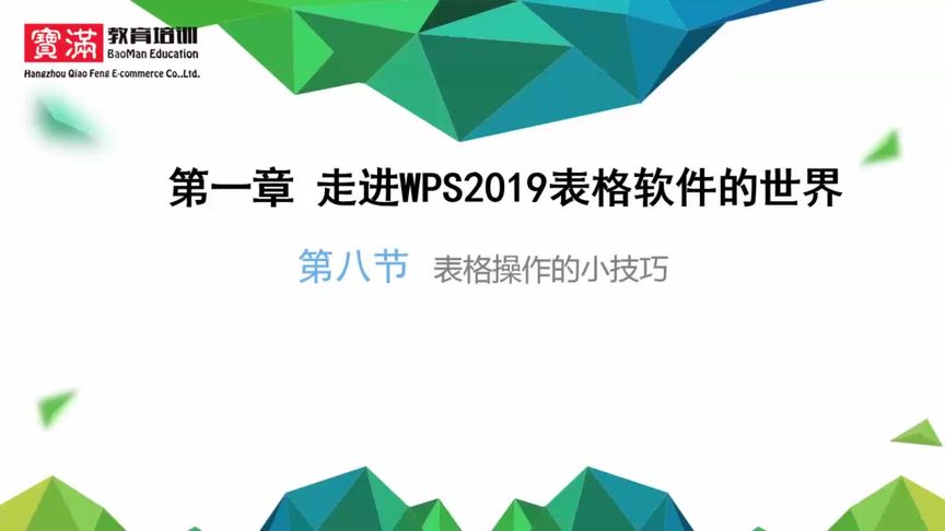 1-8 WPS2019表格课程之表格操作的小技巧 全民求知季