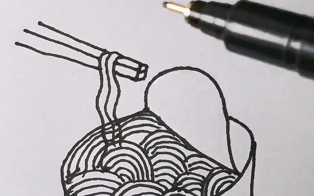 【爱上简笔画】我们一家四口爱吃的食物简笔画。