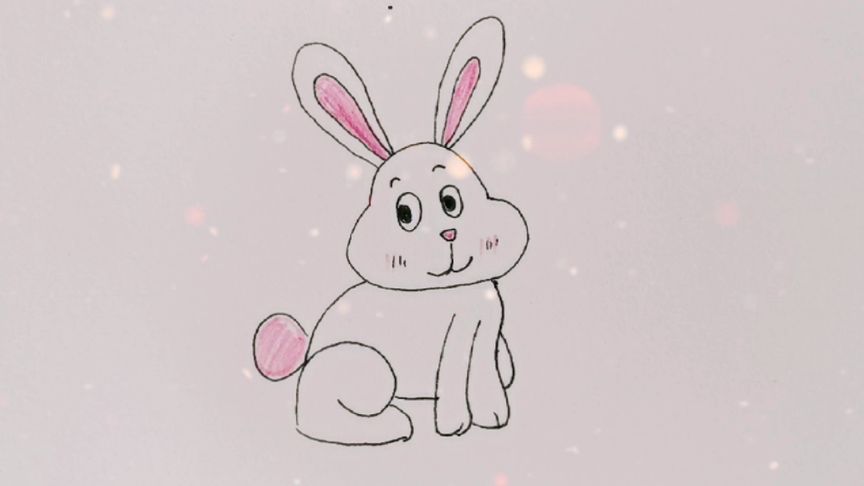 儿童简笔画美术绘画,可爱兔子卡通画,简单一学就会