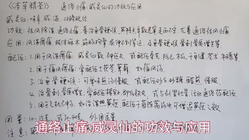 通络止痛:威灵仙的功效与应用