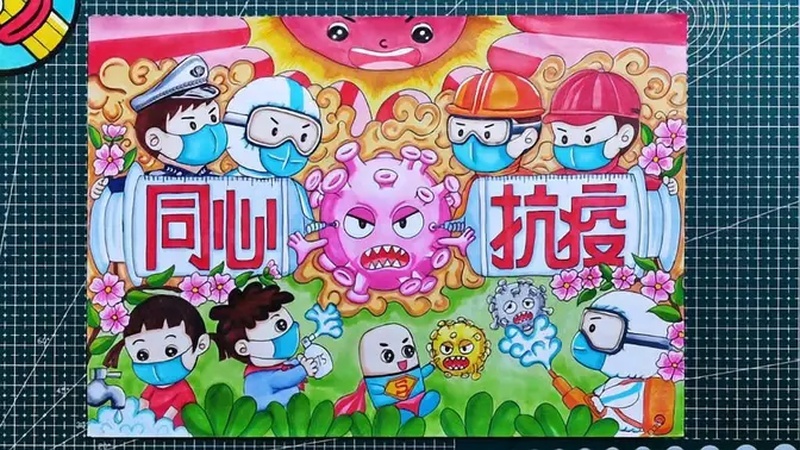 抗击疫情主题创意绘画来了,我们同心抗疫,共赏春暖花开