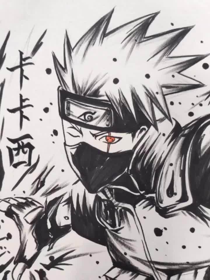 手绘火影忍者人物六代火影旗木卡卡西