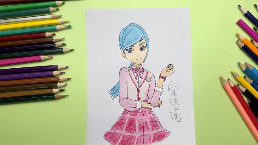 菲梦少女宋诗语简笔画,手绘第一季校服装扮,漂亮吗?