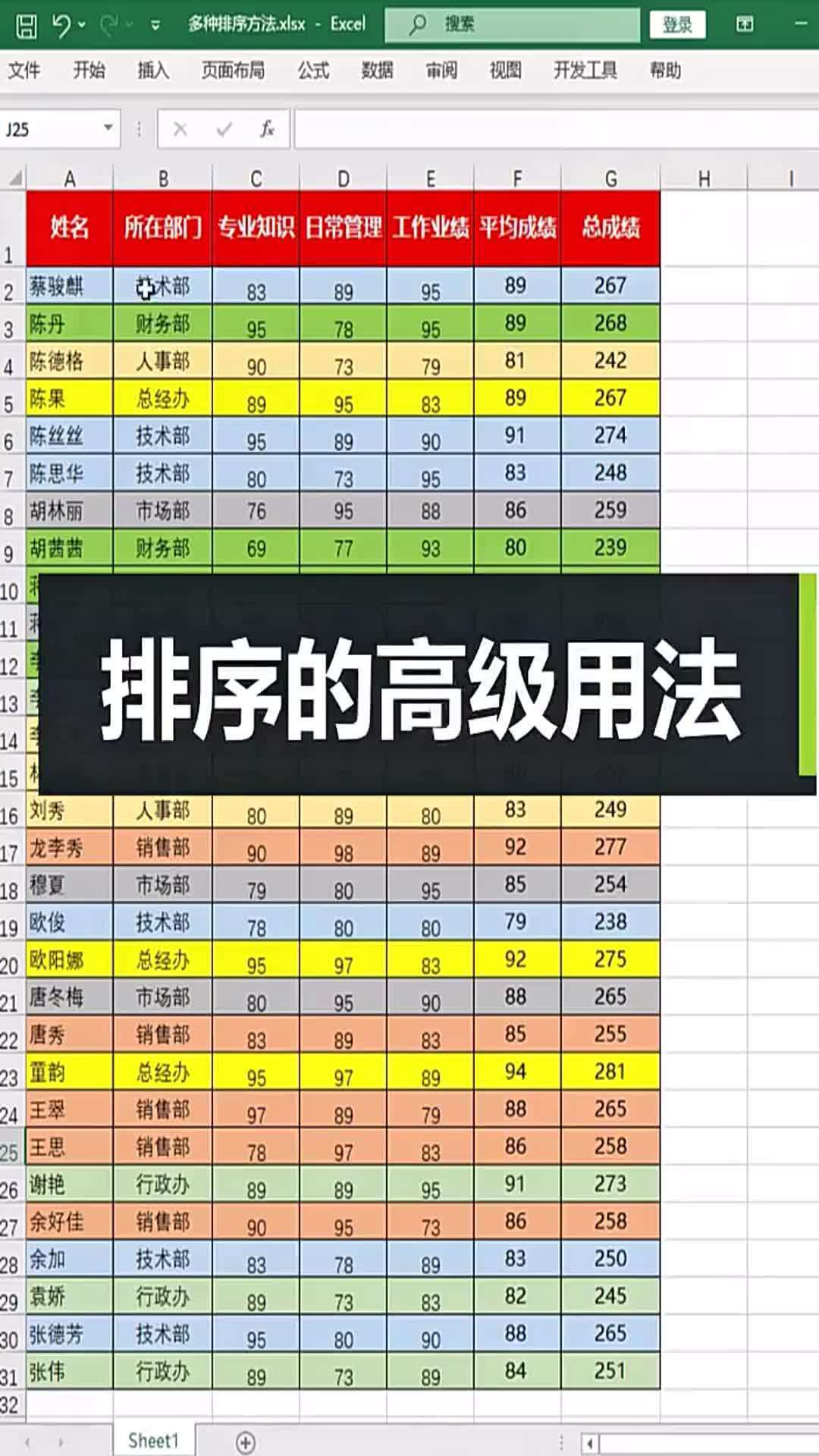Excel排序高级用法揭秘