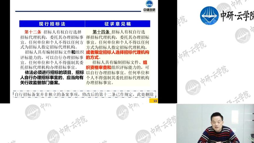 《招投标大法》现行条文与征求意见稿12-17条对比分析