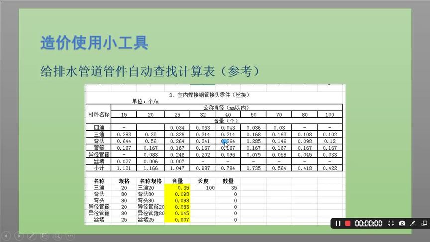 给排水管道管件自动查找计算表(参考)#工程造价 #安装