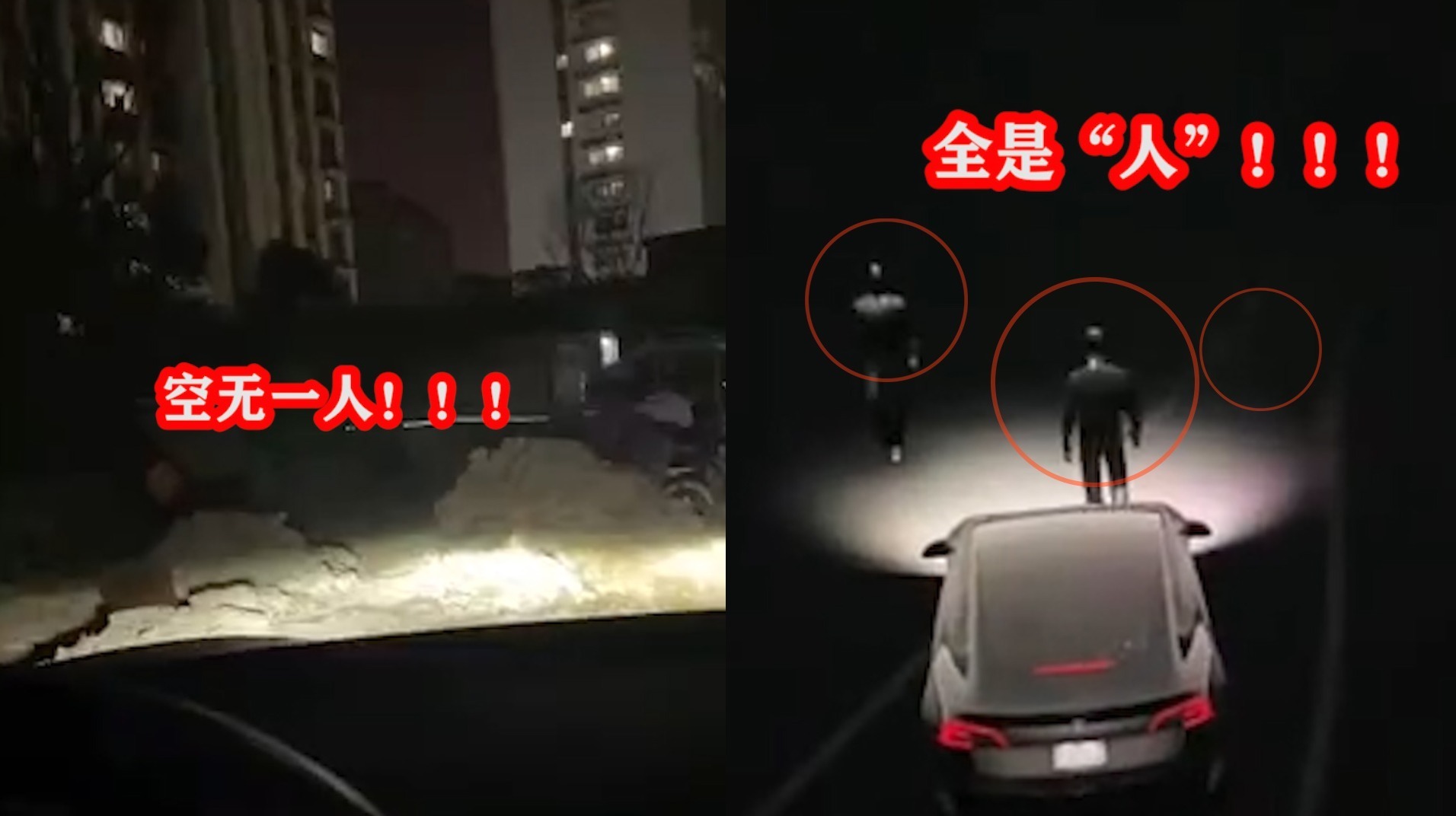 灵异事件?特斯拉半夜"见鬼"被多人包围,网友:林正英特供版!