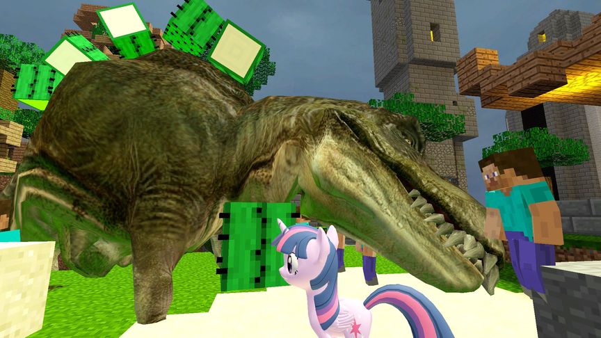 GMOD游戏小马驹拿仙人掌给恐龙挠痒痒有效果吗