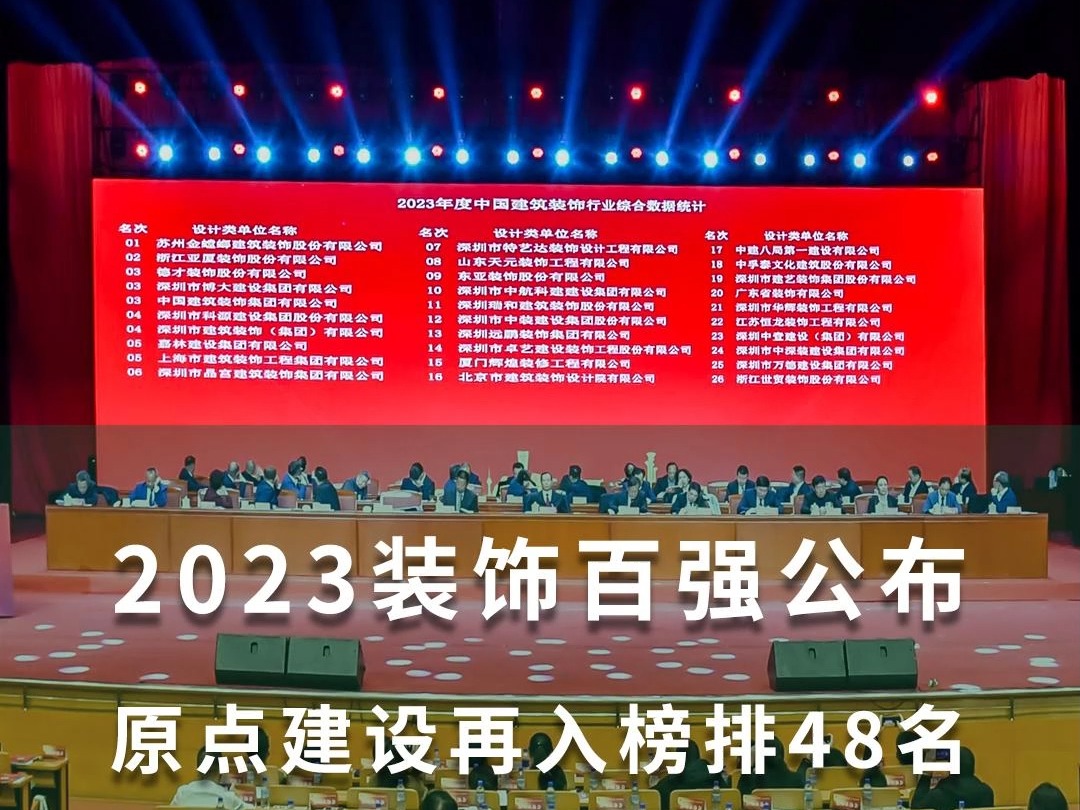 ...年度中国建筑装饰行业综合数据统计”结果公布,原点建设连续8年登榜
