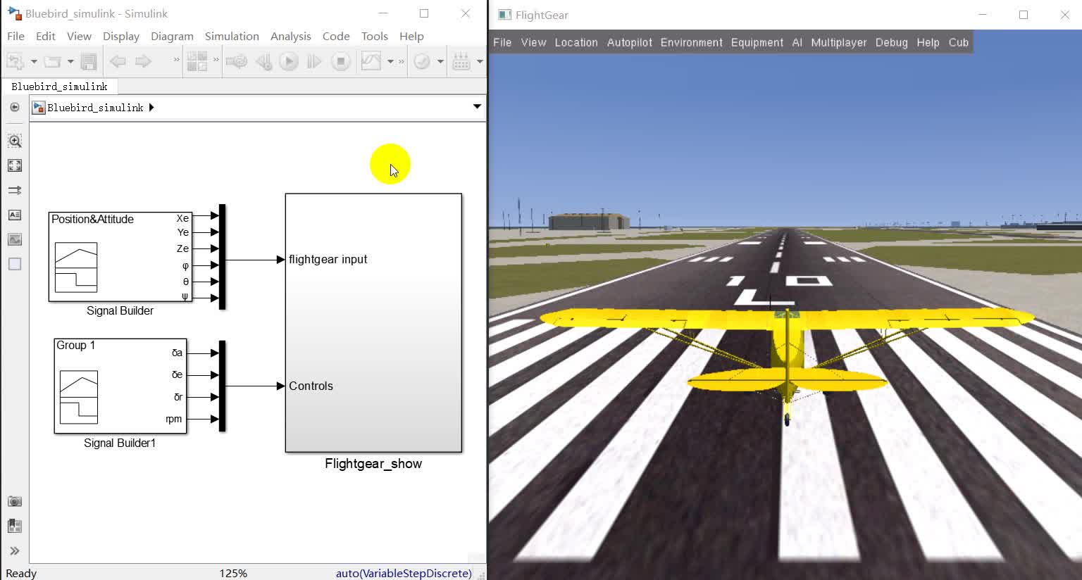 Simulink与Flightgear联合仿真演示视频
