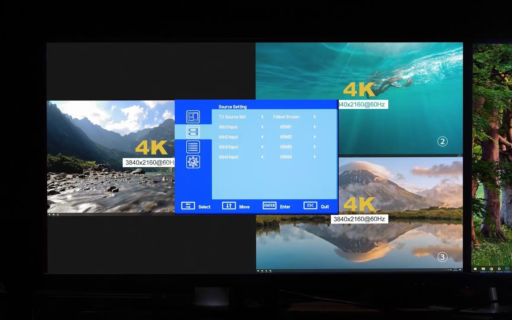 秦安-5进2出多画面KVM分割器-MH2415