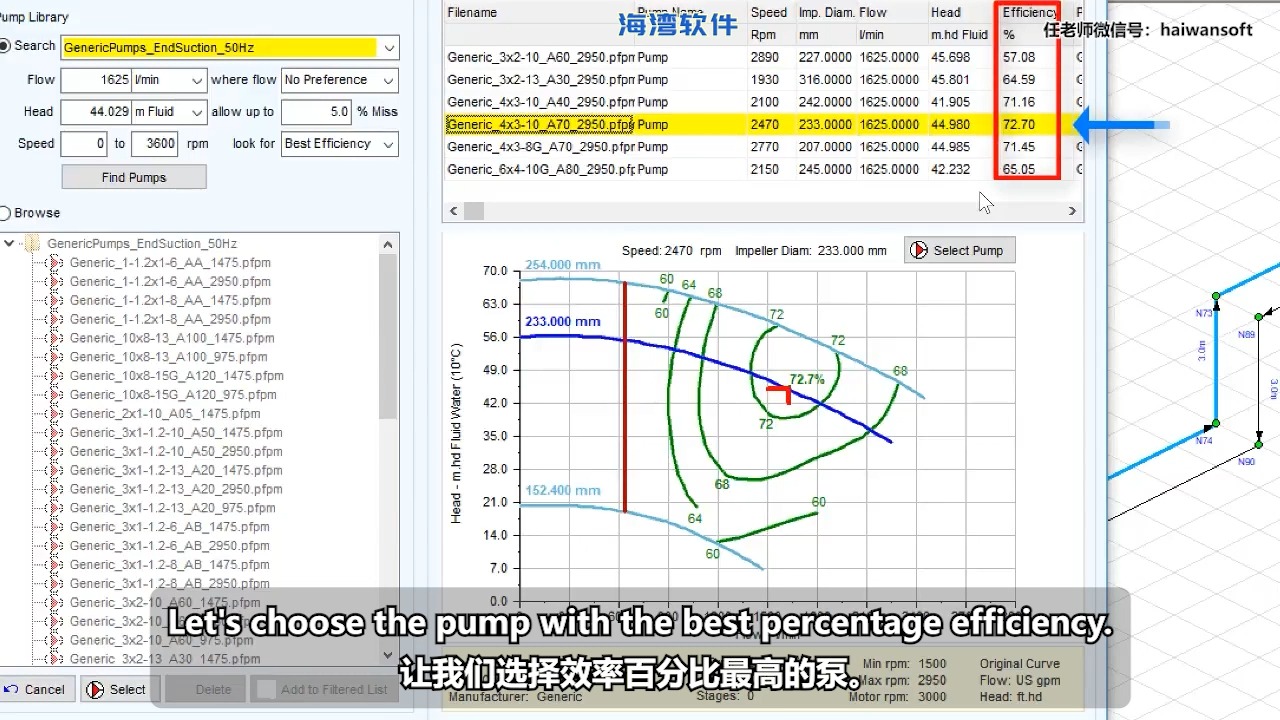17管流专家软件系列教程——选择满足流量和扬程需求的水泵