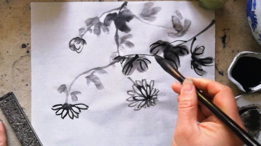 国画,临摹齐白石的画,一起学习怎么用笔用墨