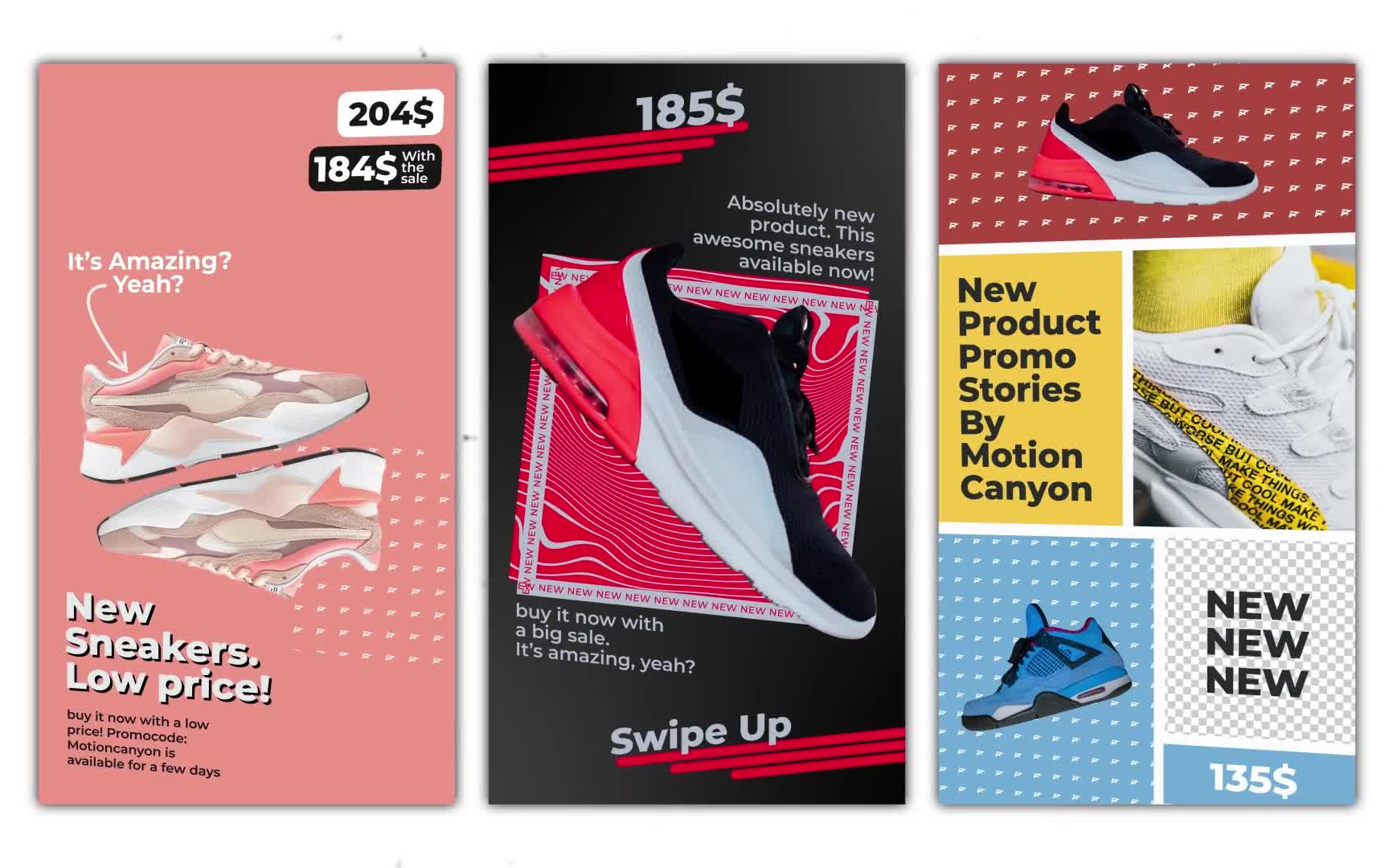 AE模板-6套竖屏运动鞋鞋子双十一促销视频618电商促销视频动态封面...