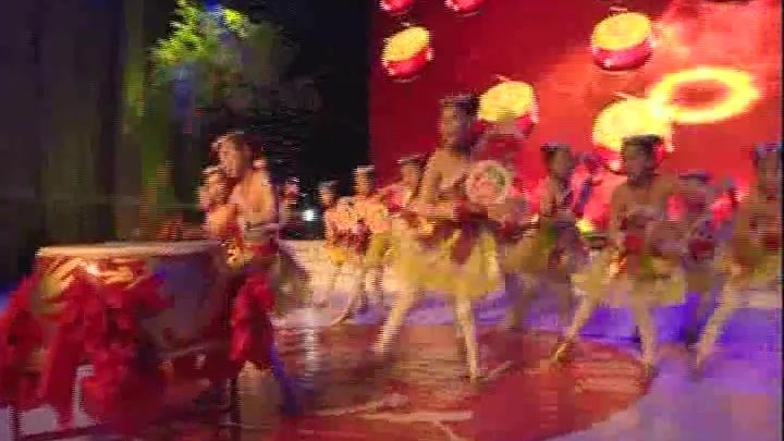 广饶县春节联欢晚会,张金枝等表演《鼓乐声声》节目
