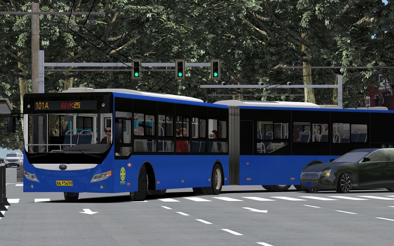 巴士模拟2 #91 驾驶宇通混动18米铰链大通道公交客车(VF18)行驶在...